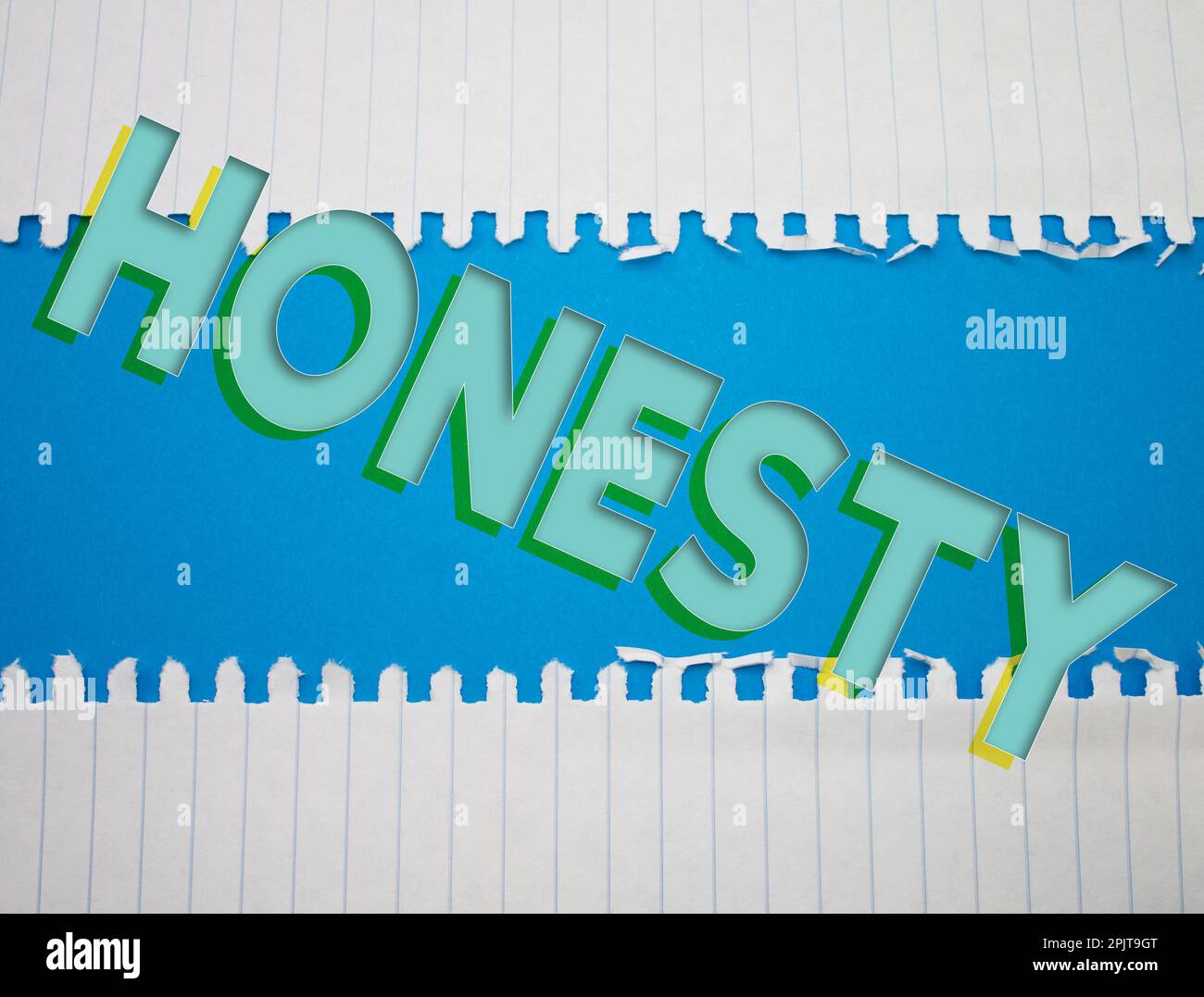 Honesty text with Torn, Crumpled White Paper on colored background ...