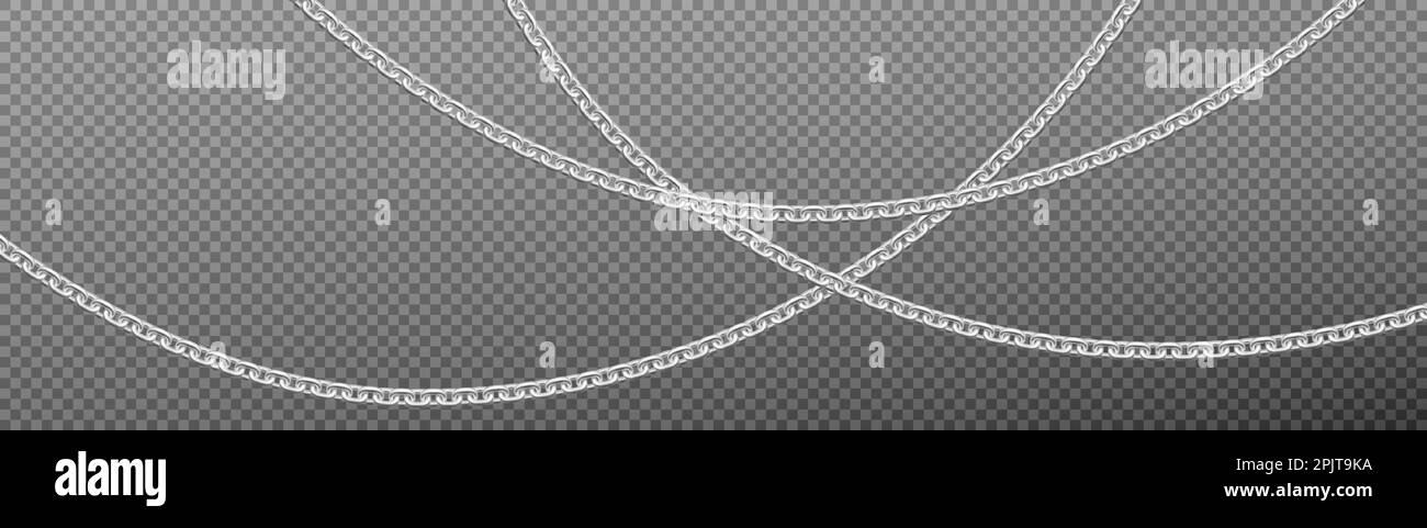 Realistic silver chains hanging isolated on transparent background ...