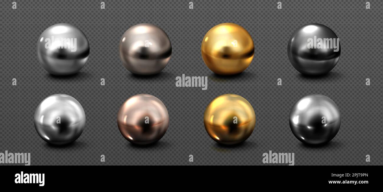 Realistic set of chrome balls isolated on transparent background ...