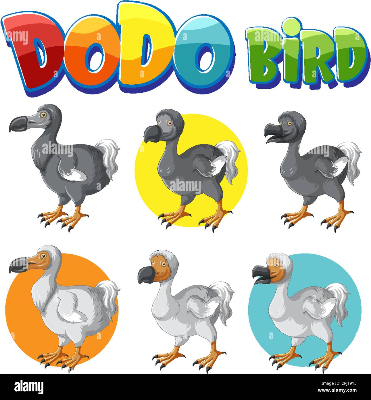 Dodo bird extinction animal cartoon logo set illustration Stock Vector ...