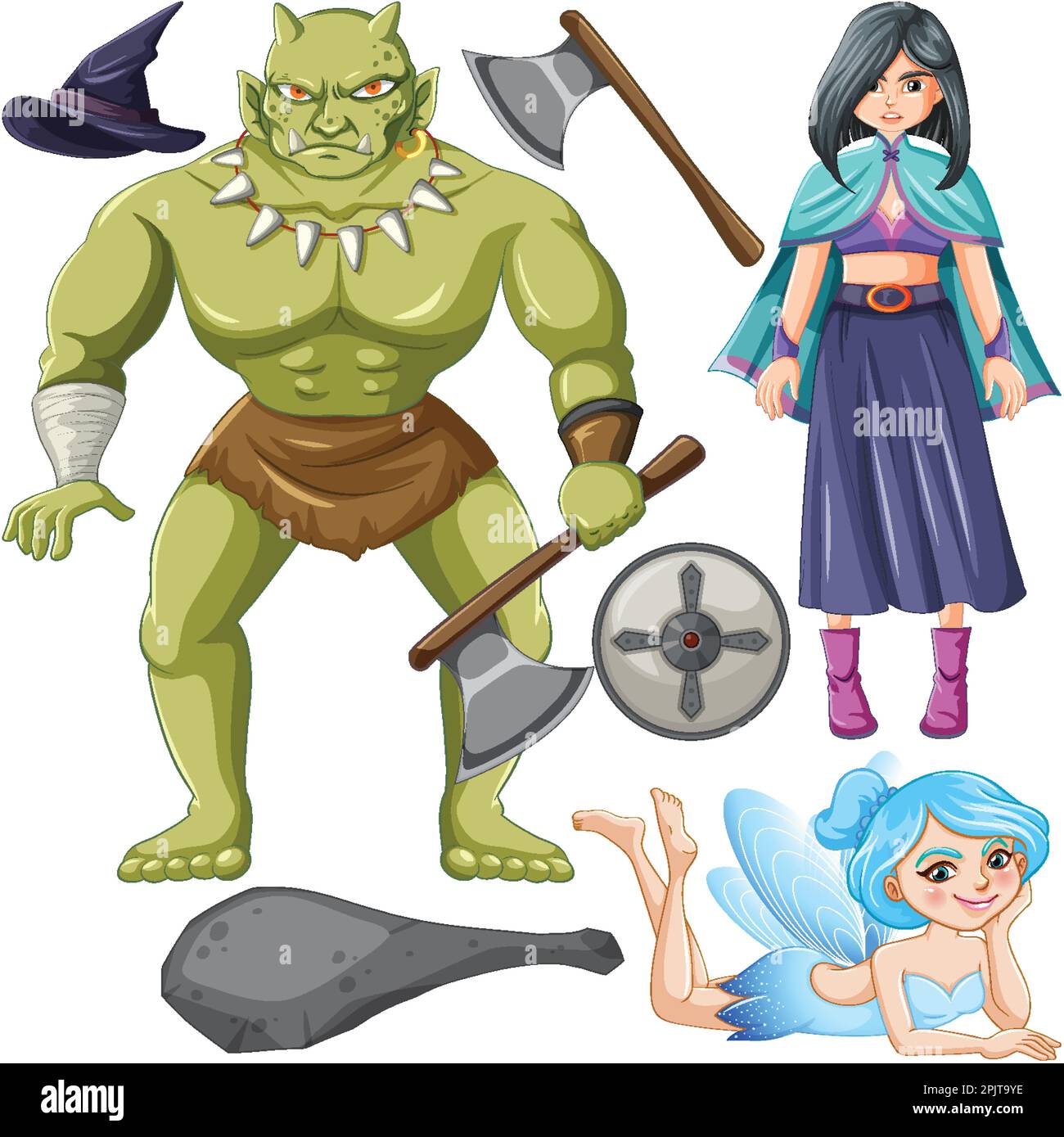 Set of fantasy enchanted cartoon characters illustration Stock Vector ...