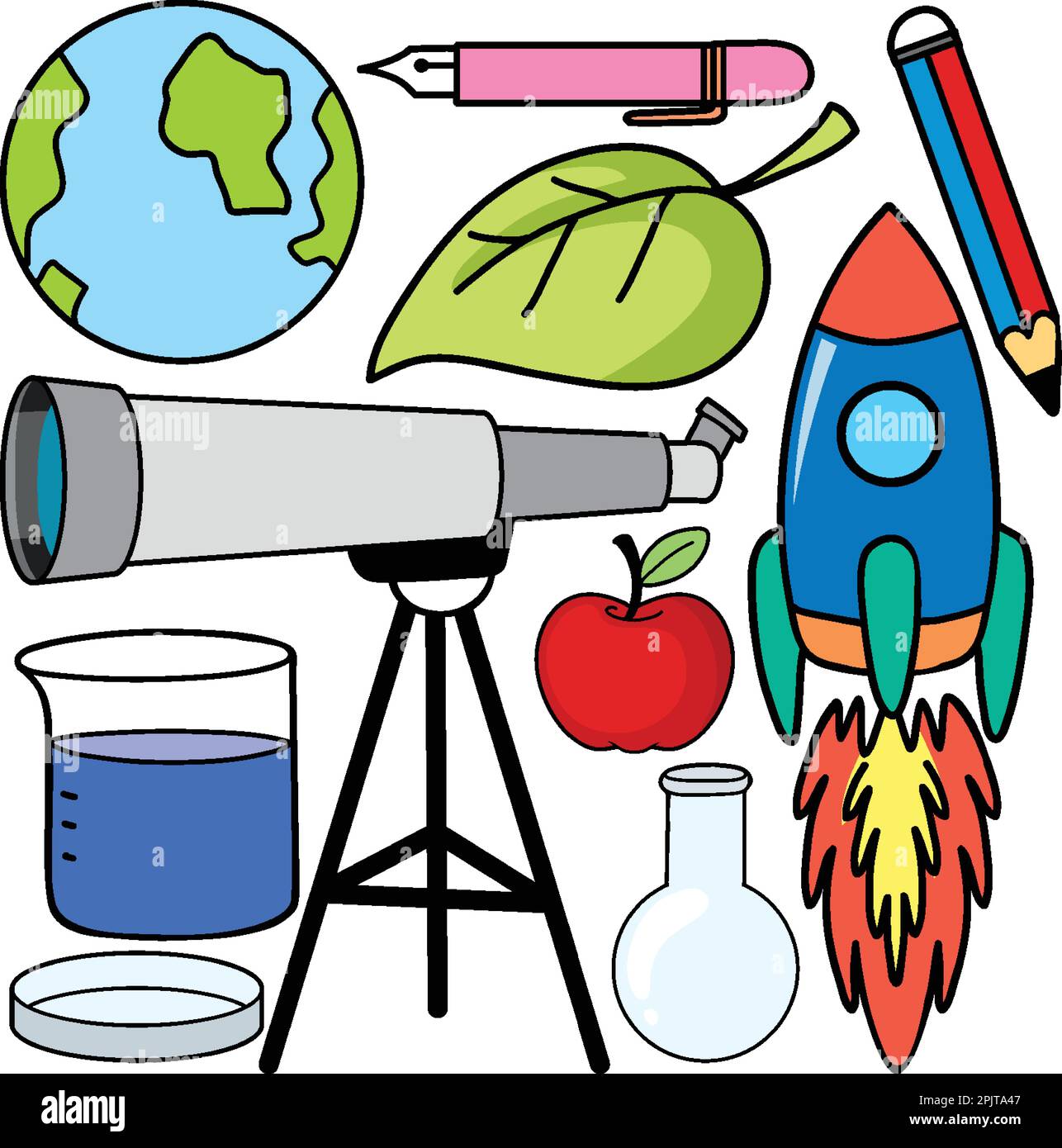 Colorful Science Objects and Icons Vector Set illustration Stock Vector ...