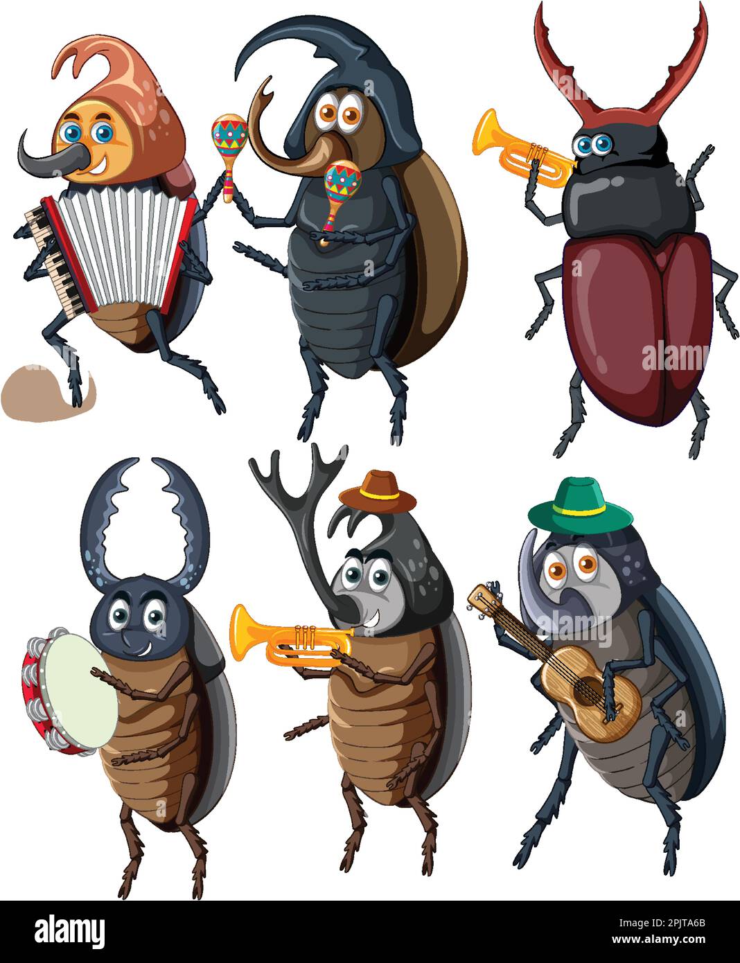 Set of beetle cartoon character illustration Stock Vector Image & Art ...
