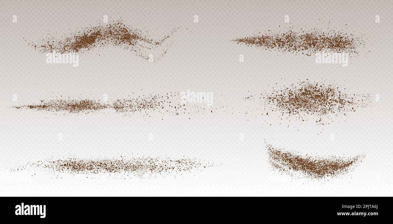 Isolated flying cocoa powder top view on transparent background. Brown ...