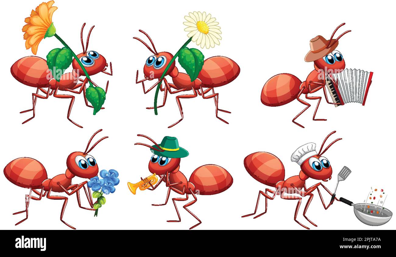Cute Ants doing Different Activities illustration Stock Vector Image ...
