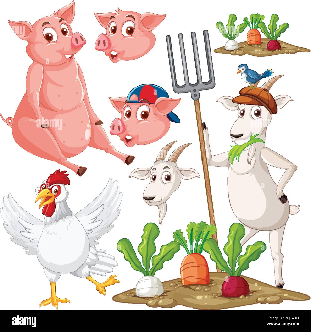 Set of mix animal farm character illustration Stock Vector Image & Art ...