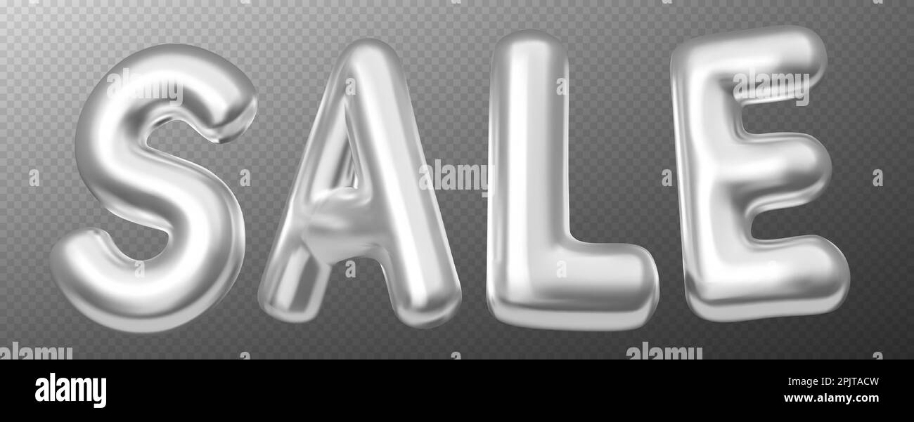 Silver glossy sale word isolated on transparent background. Vector ...