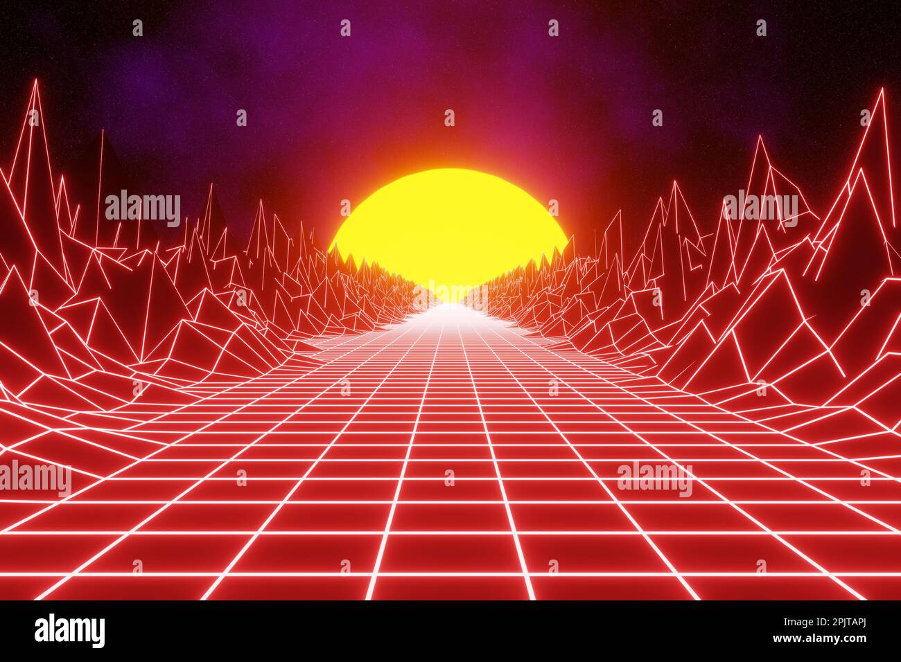 Red retro futuristic technology background 3d render, 80s retro ...