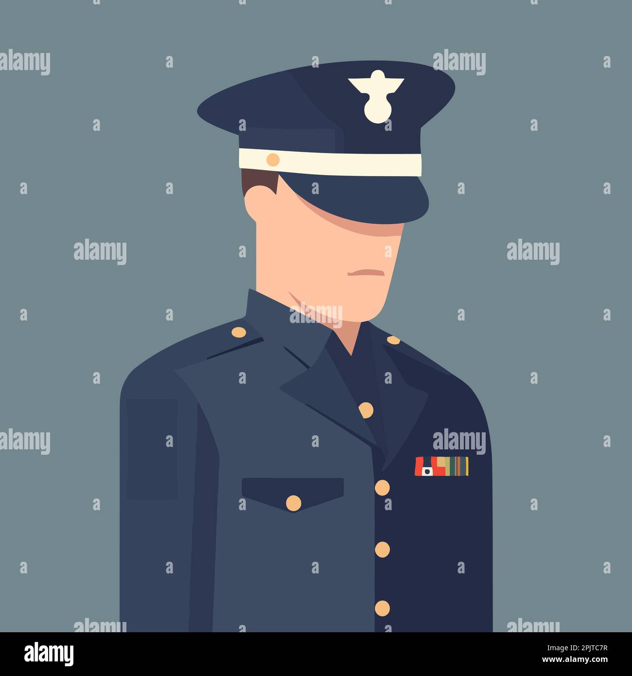 military veteran wearing uniform minimalist vector illustration Stock ...