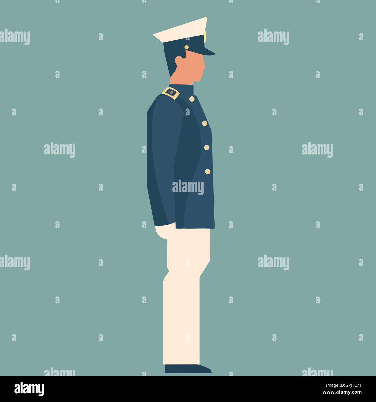 military veteran wearing uniform minimalist vector illustration Stock ...