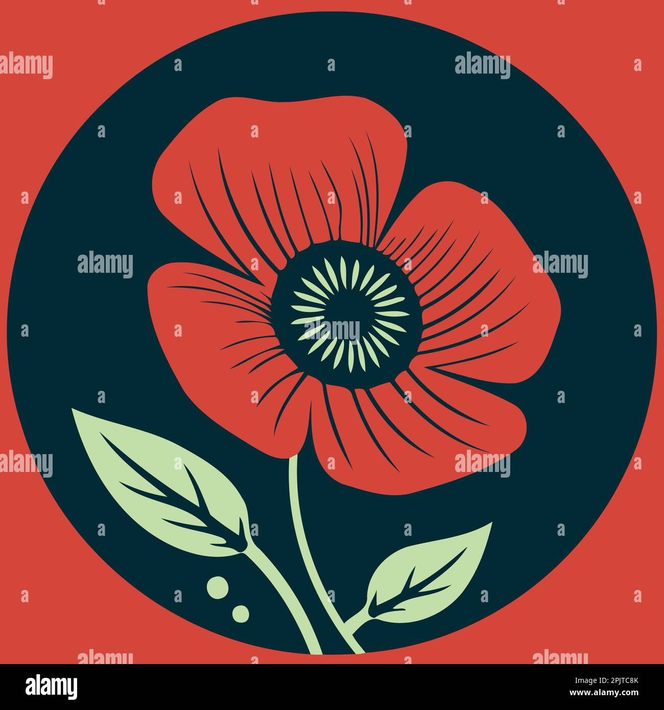One red poppy flower minimalist vector illustration Stock Vector Image ...
