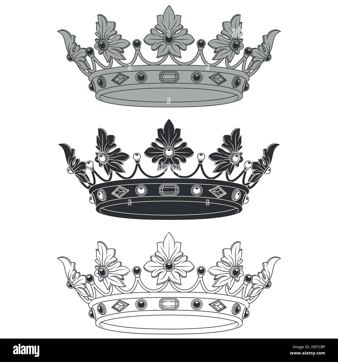 Vector design of golden crown in medieval style, crown of the European ...