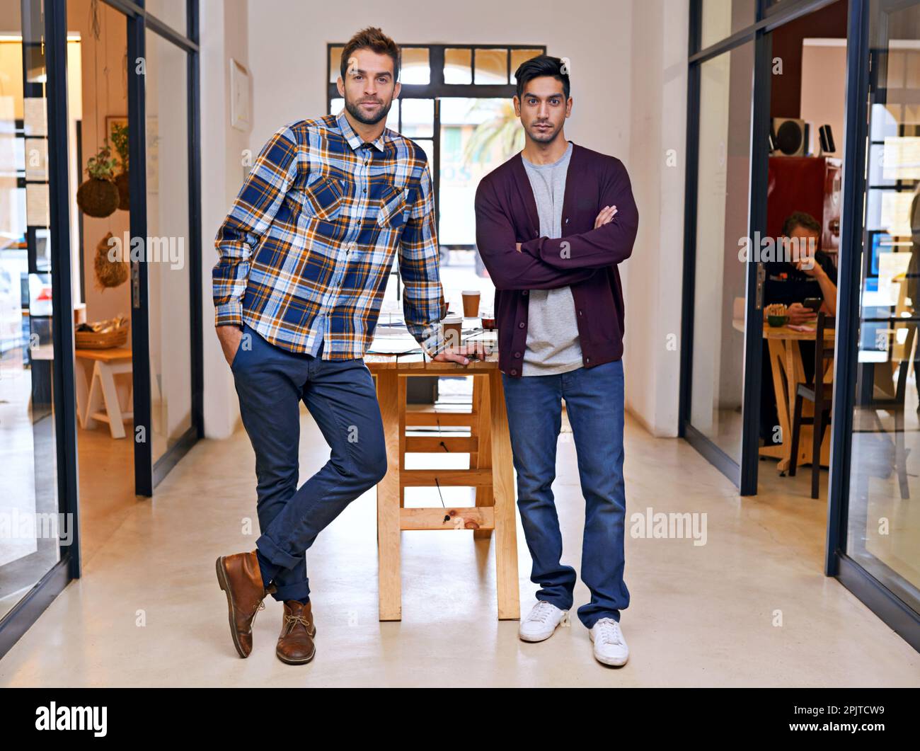 The place where designs are born. Portrait of two male designers ...