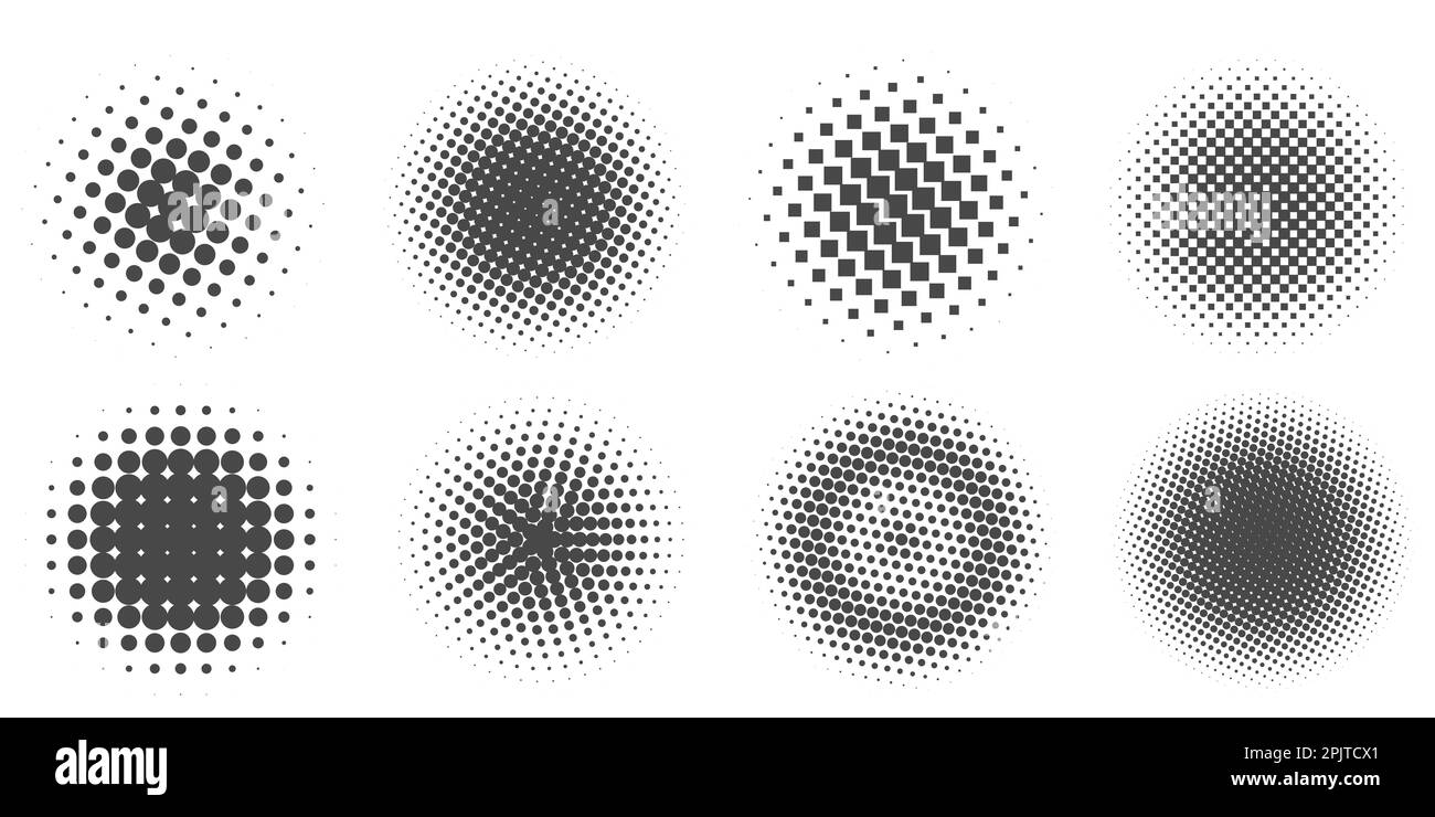 Circle Dots With Halftone Pattern Round Gradient Background Elements With Gradation Points