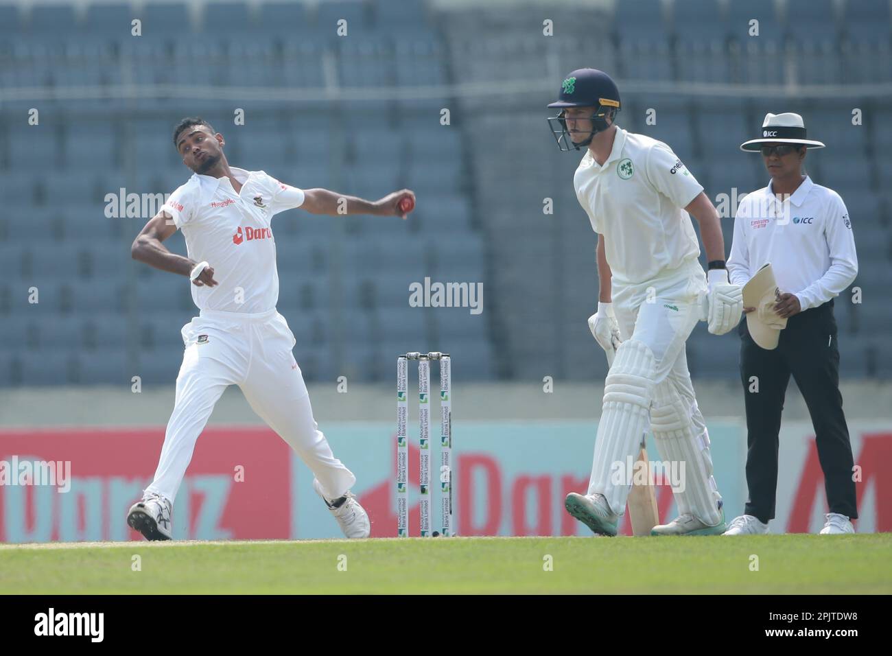 Bangladeshi fast bowler Shariful Islam bowl during the alone test match ...