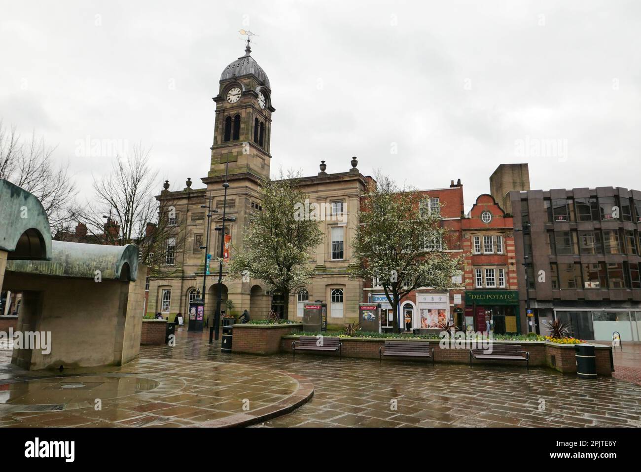 The Guildhall in the centre of Derby just after the rain showing its ...