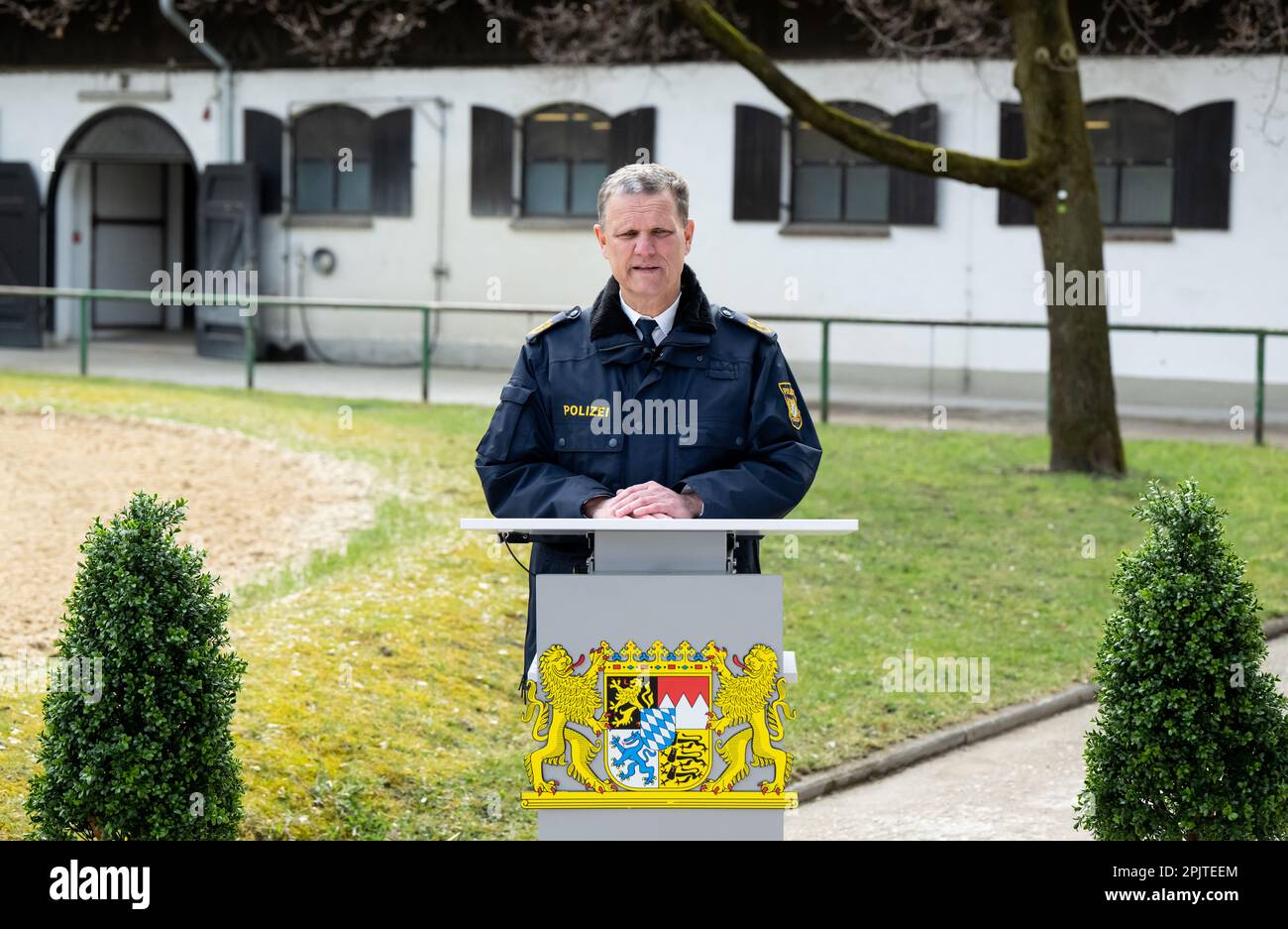Munich, Germany. 03rd Apr, 2023. Thomas Hampel, Chief of Police of Munich, visits the ...