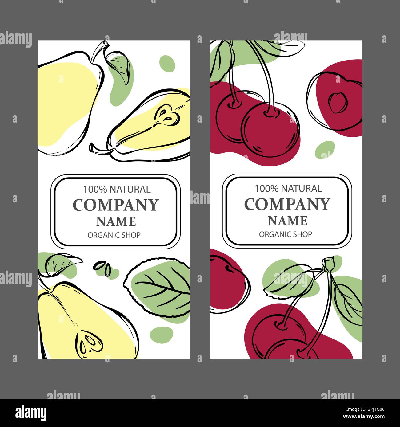 CHERRY AND PEAR Label Templates Design Of Stickers For Shop Of Tropical ...