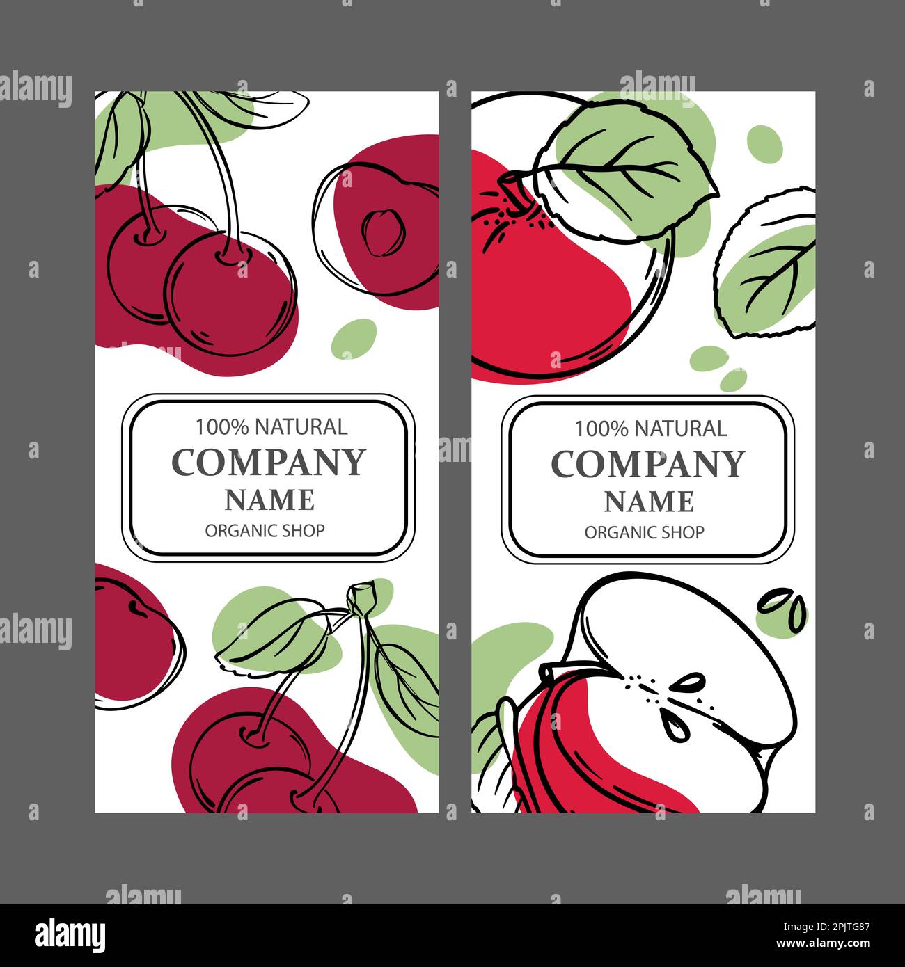 CHERRY AND RED APPLE Label Templates Design Of Stickers For Shop Of ...