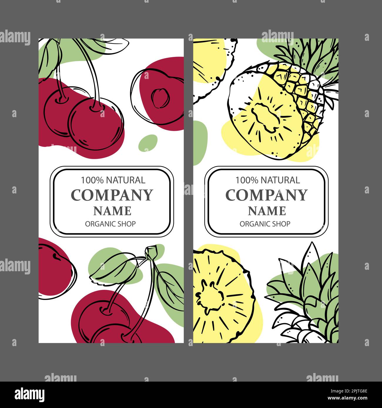 CHERRY AND PINEAPPLE Label Templates Design Of Stickers For Shop Of ...