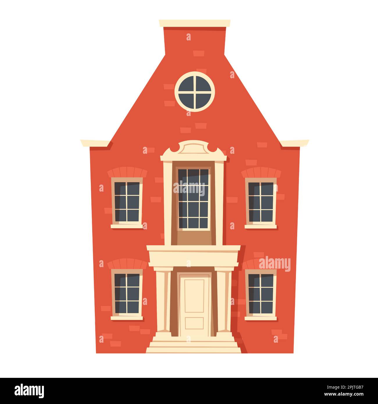 Urban retro colonial style building cartoon vector illustration. Old ...