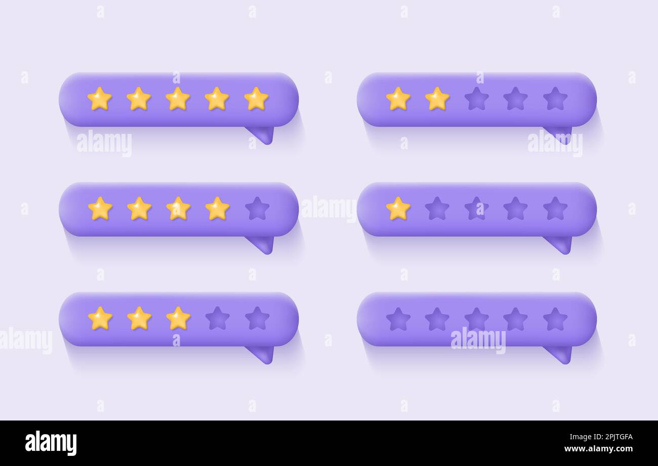 3d customer review. Feedback from clients concept. Set of low and high ...