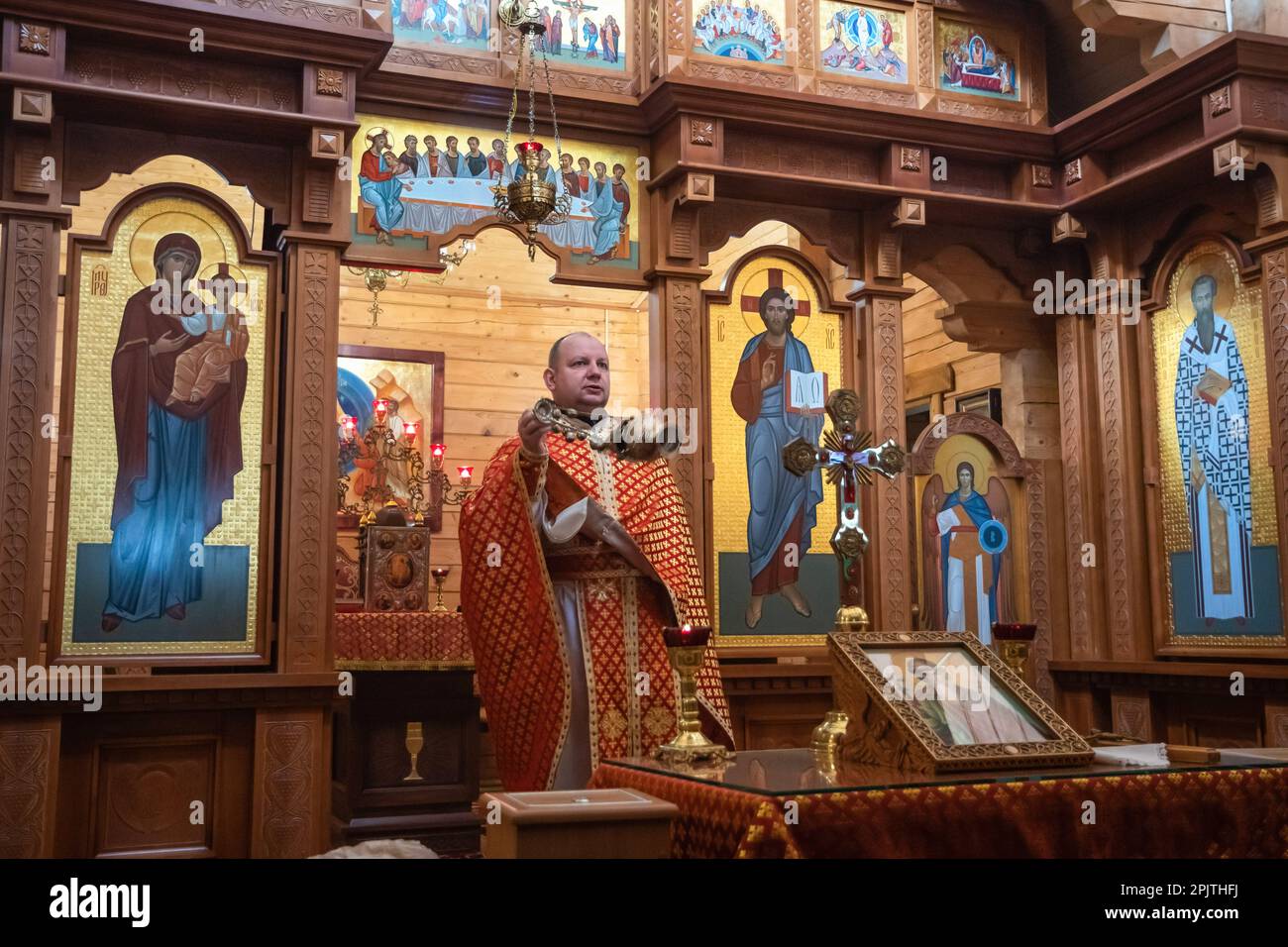 The priest conducts the liturgy at the commemorating ceremony in the ...