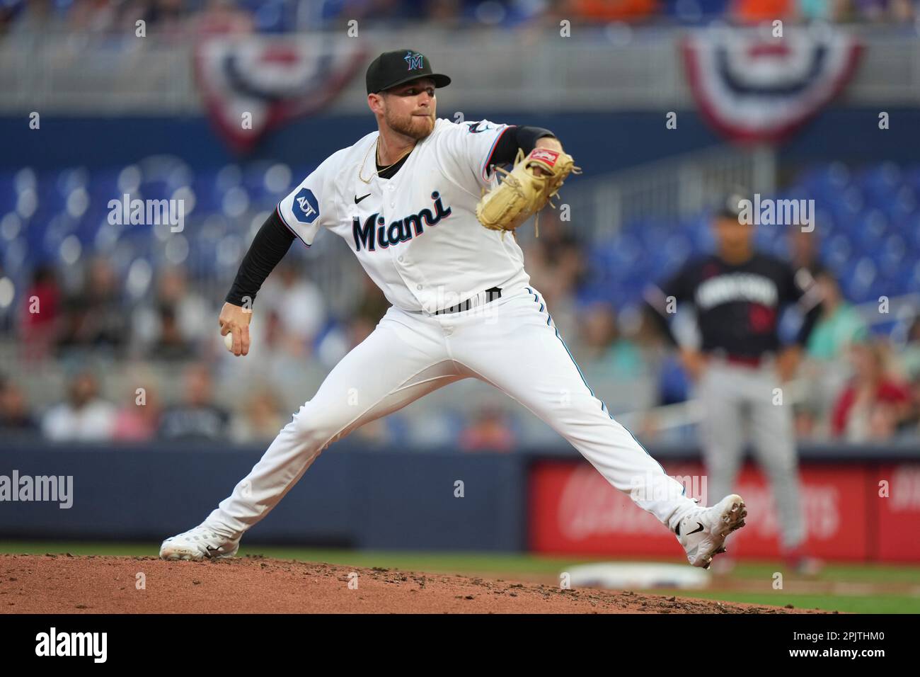 MIAMI, FL - APRIL 03: Miami Marlins pitcher Jeff Lindgren (56) pitches ...