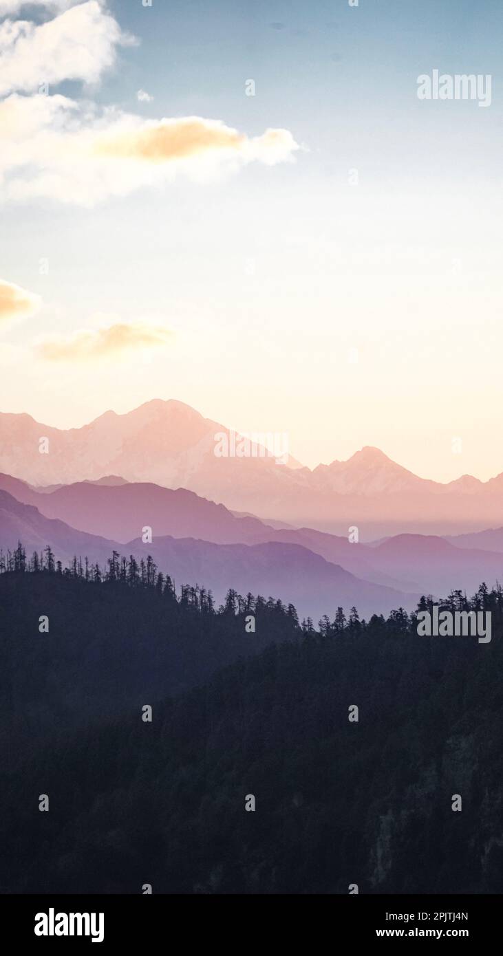 Sunrise soft light at Annapurna mountain range in Himalaya, Nepal Stock ...
