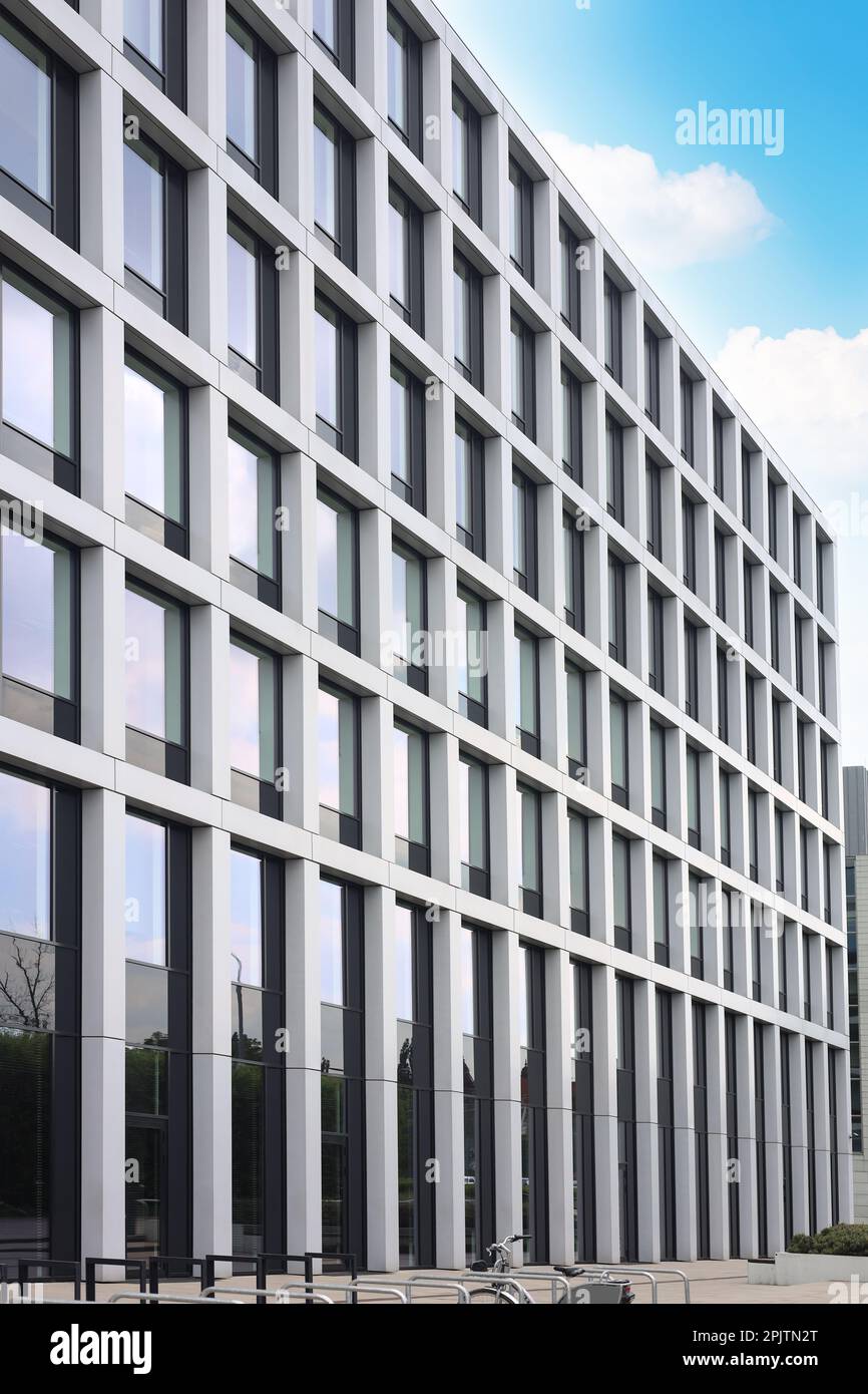 Beautiful modern building on city street. Urban architecture Stock ...