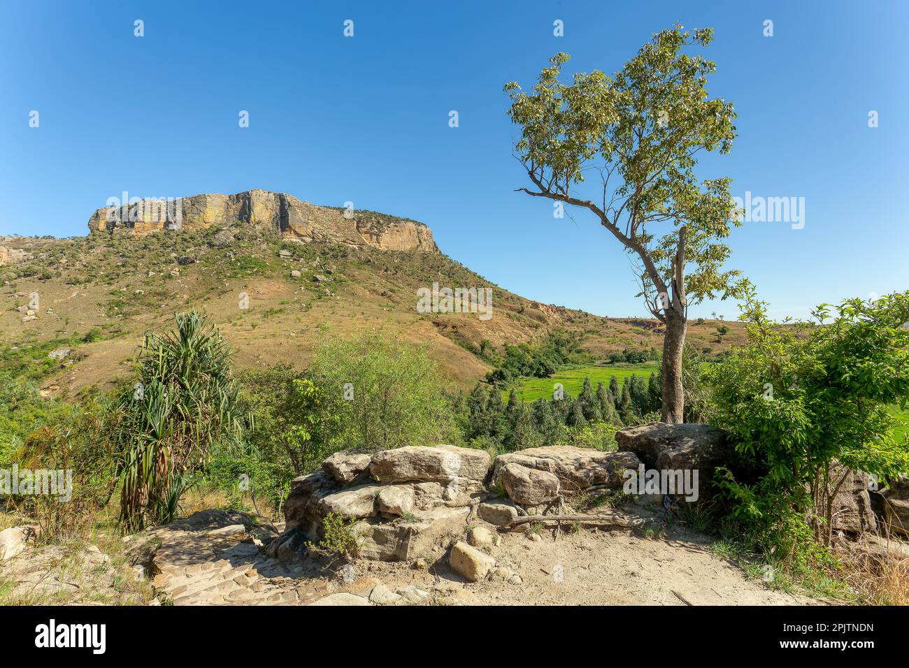 Isalo National Park in Ihorombe Region. Wilderness landscape with water ...