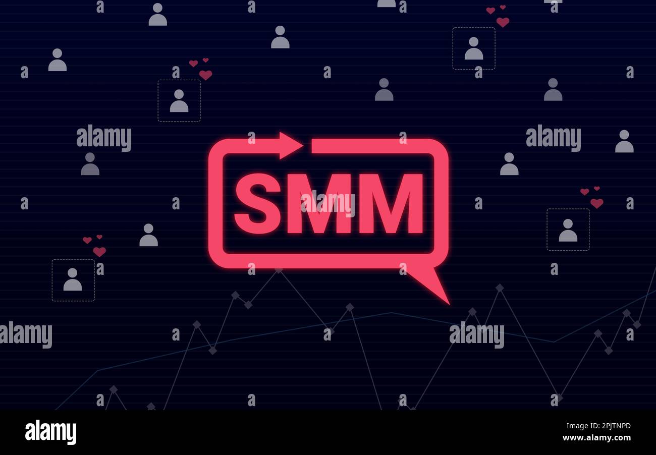 Abbreviation SMM (Social media marketing) on black background ...