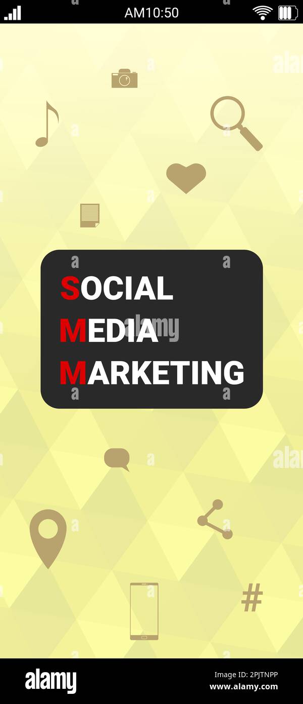 SMM (Social media marketing). Screen of smartphone, illustration Stock ...