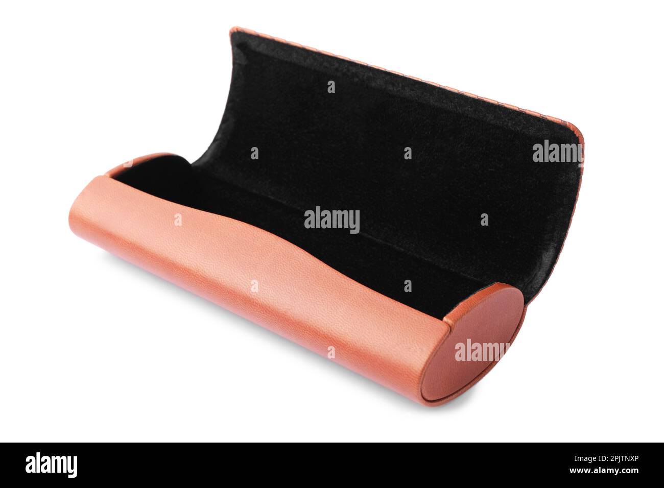 Open brown leather glasses case isolated on white Stock Photo - Alamy