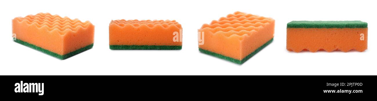 Set with cleaning sponges on white background. Banner design Stock ...