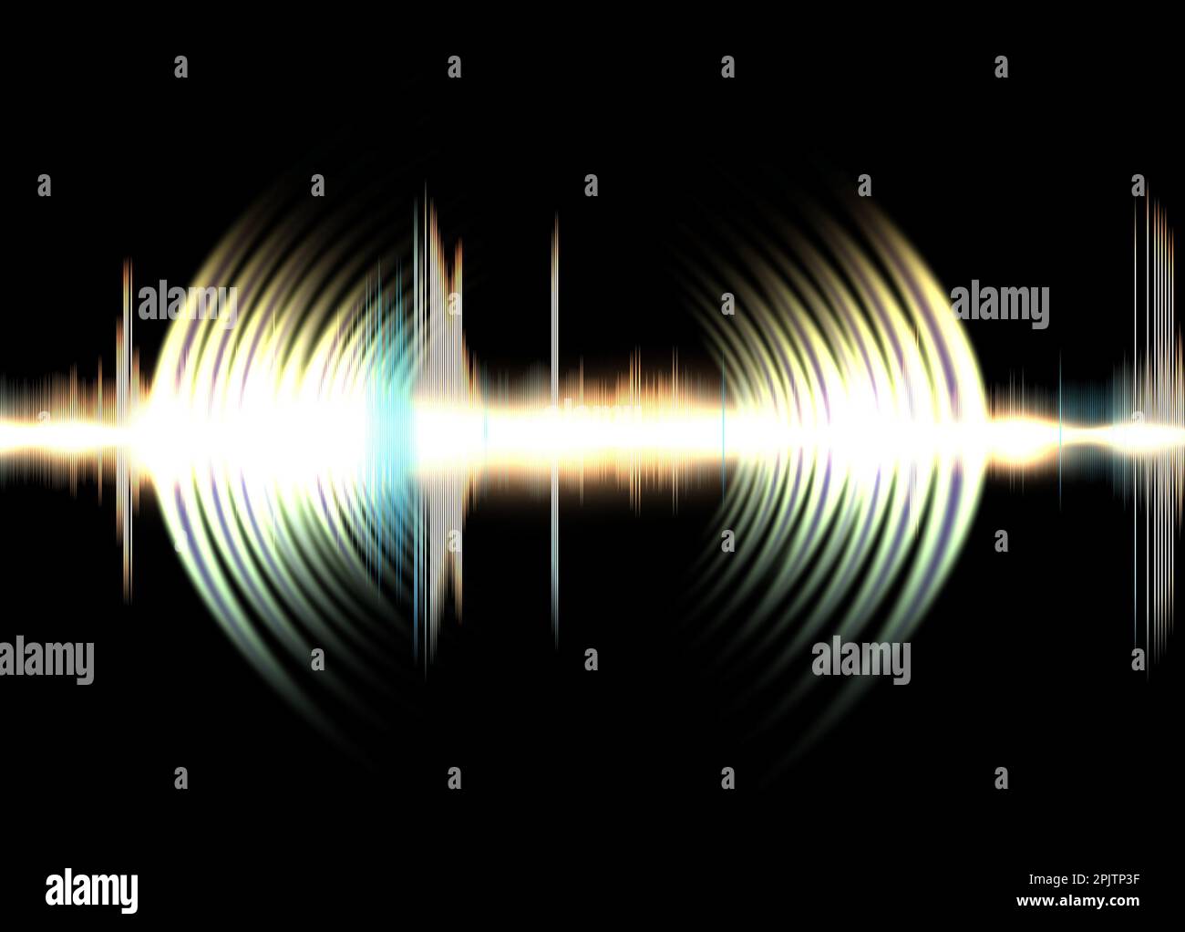 Illustration of dynamic sound waves on black background Stock Photo - Alamy