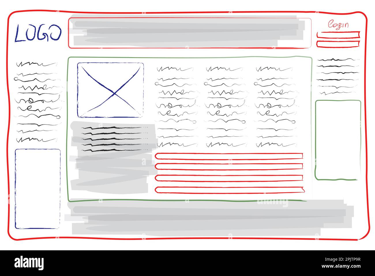 Sketch of website planning and design, illustration Stock Photo - Alamy