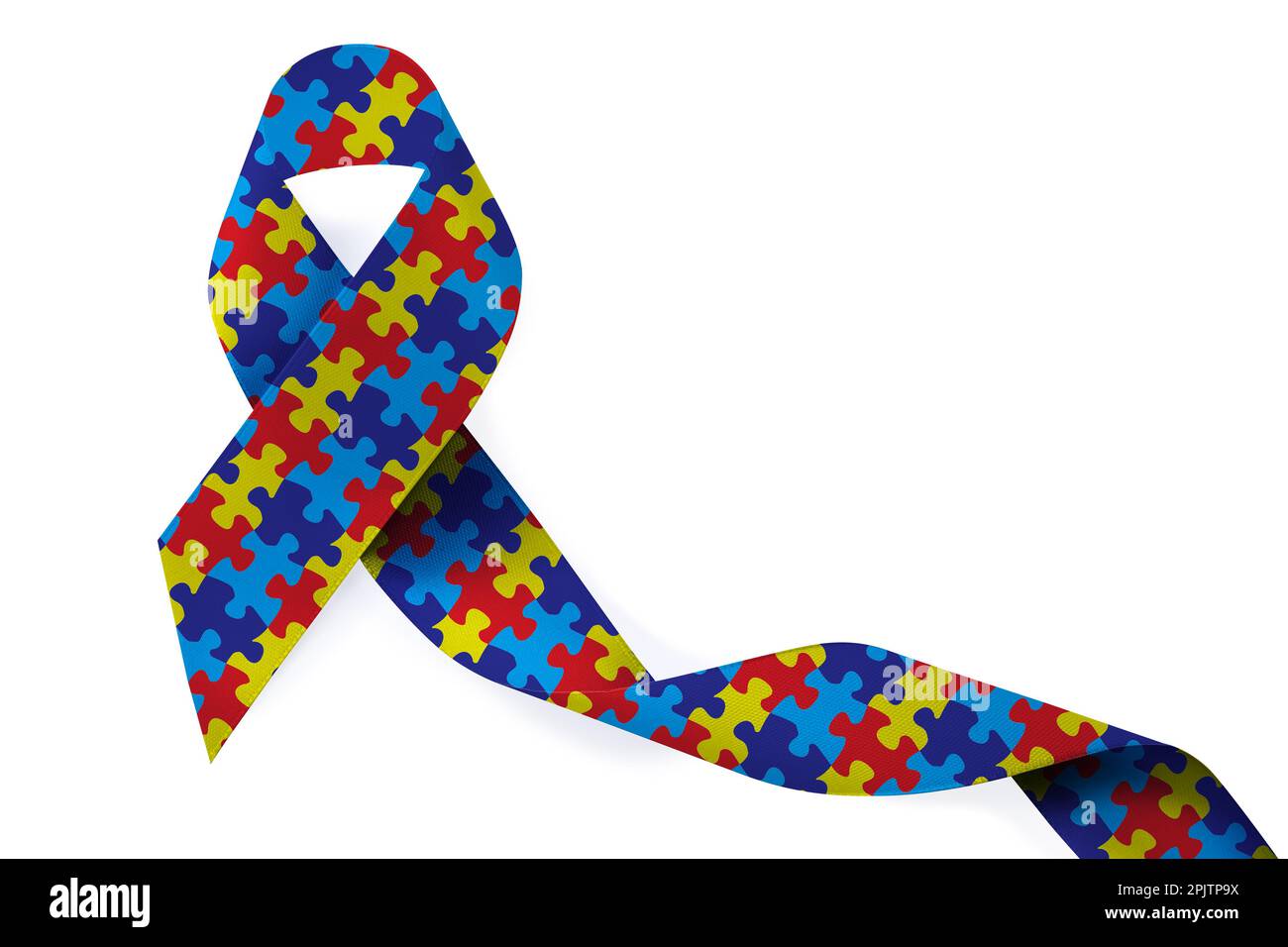 World Autism Awareness Day. Colorful puzzle ribbon on white background ...
