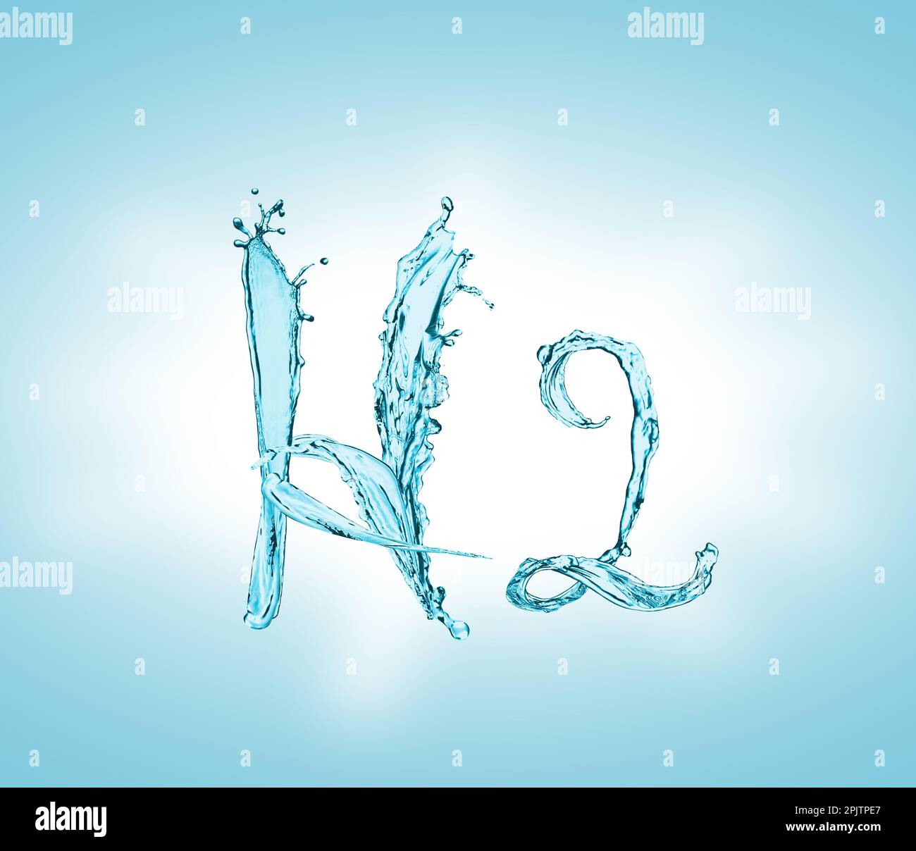 Chemical formula H2 made of water on light blue background Stock Photo ...