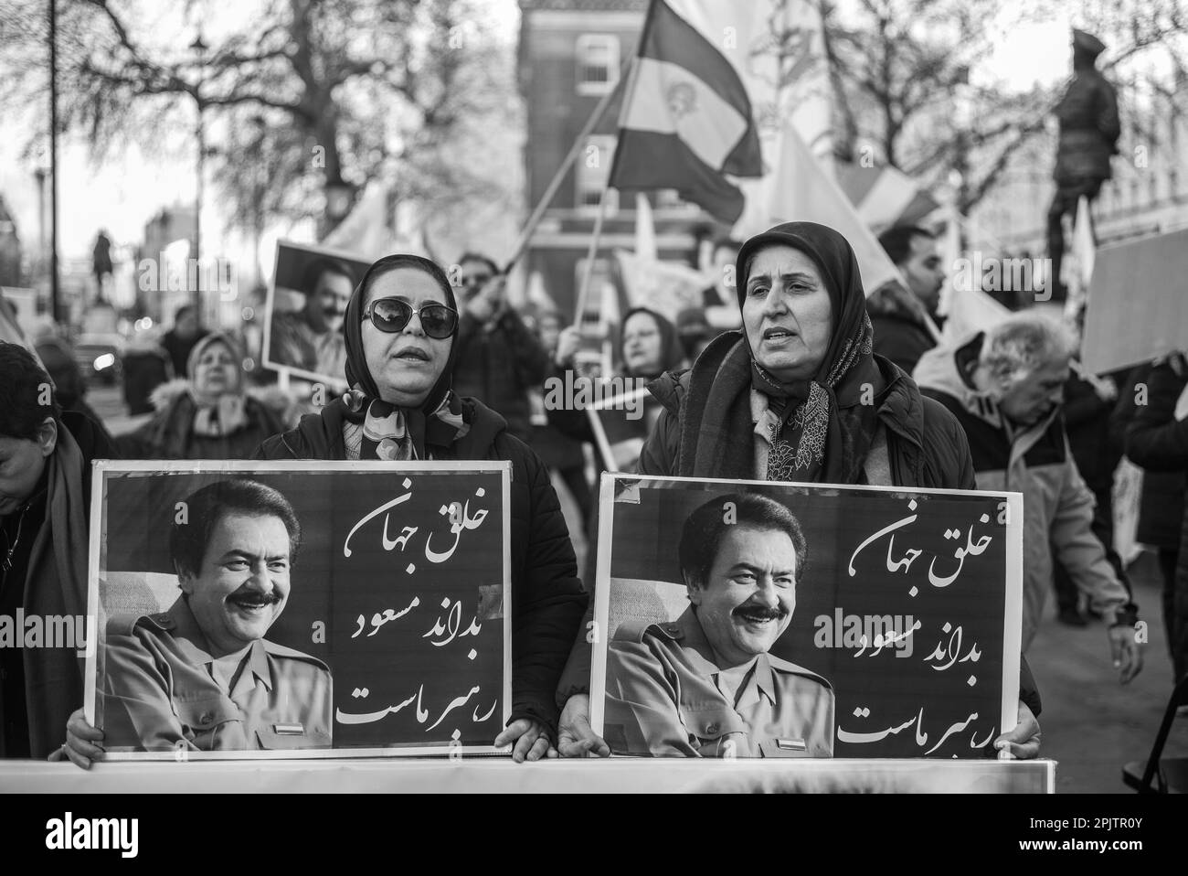 British-Iranians and supporters gathered outside Downing street to ...