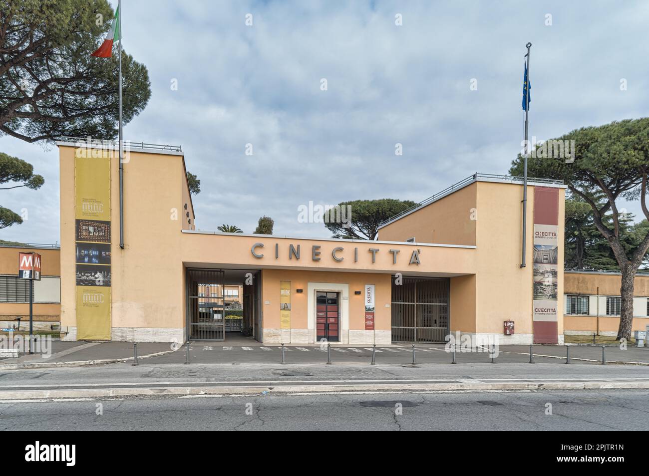 Rome, Italy, February /12/2023: Entrance to the Cinecittà studios in ...