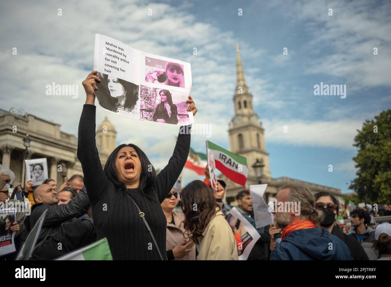 British-Iranians and supporters gathered in Tralfalgar square to ...