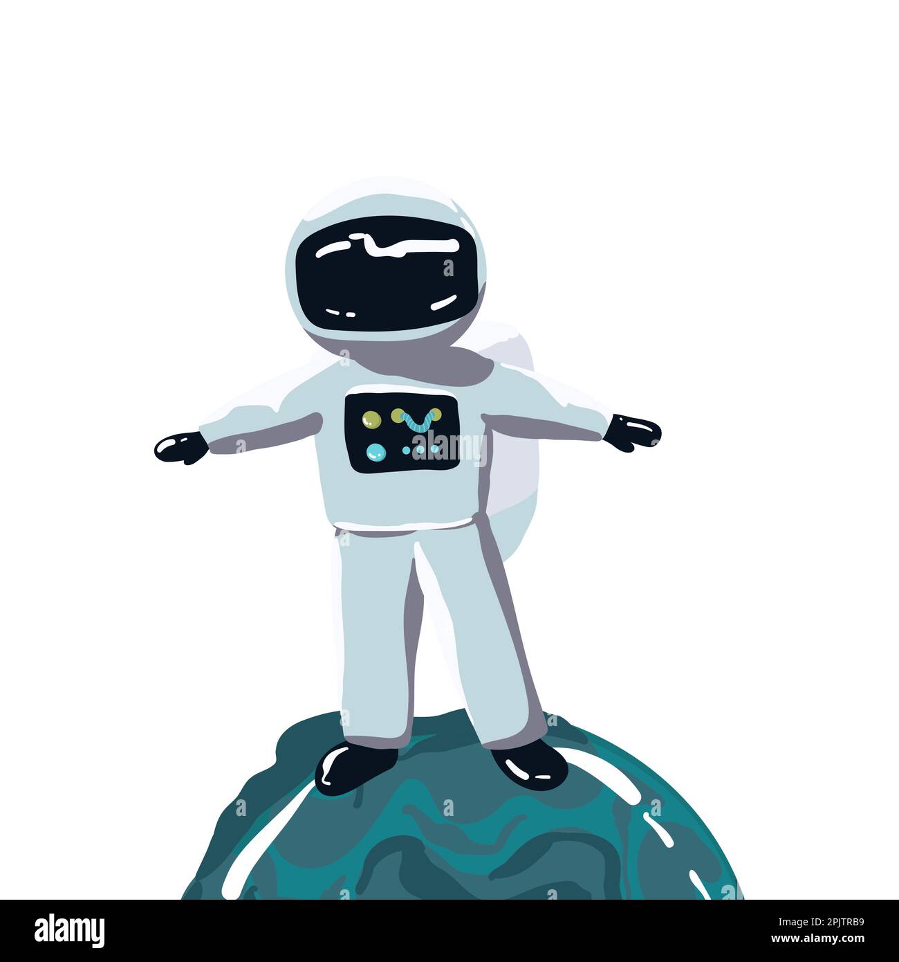 Astronauts characters set in flat cartoon style. Human spaceman and a ...