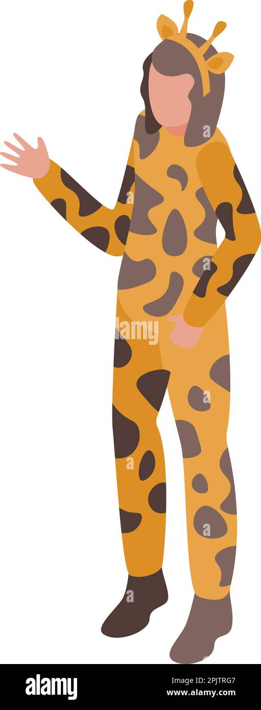 Giraffe halloween animal costume icon isometric vector. Carnival party. Cute child Stock Vector ...