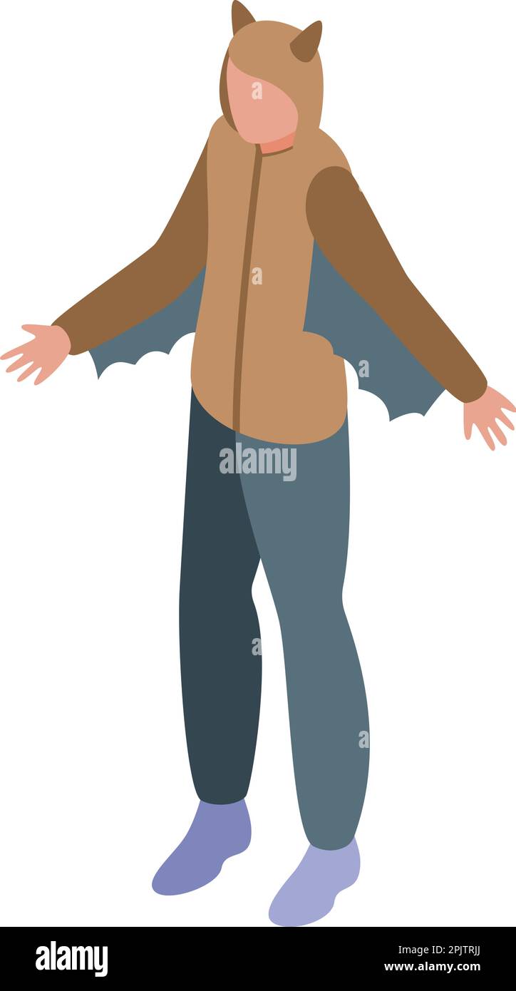 Bat halloween animal costume icon isometric vector. Carnival party ...