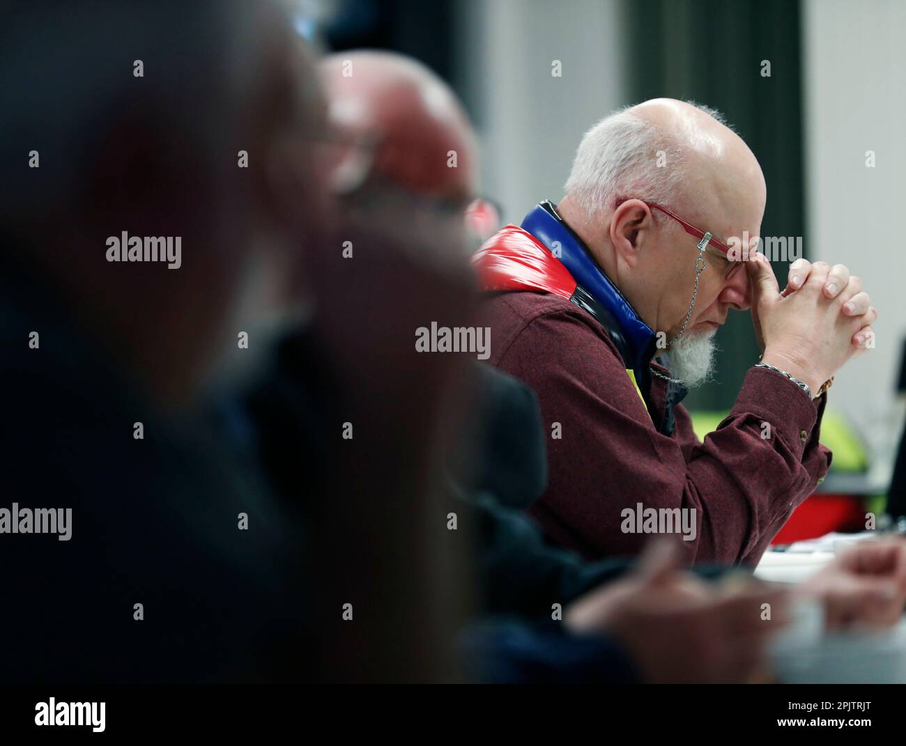 The Rev. Jack Lamb, a retired Presbyterian minister, takes part in a ...