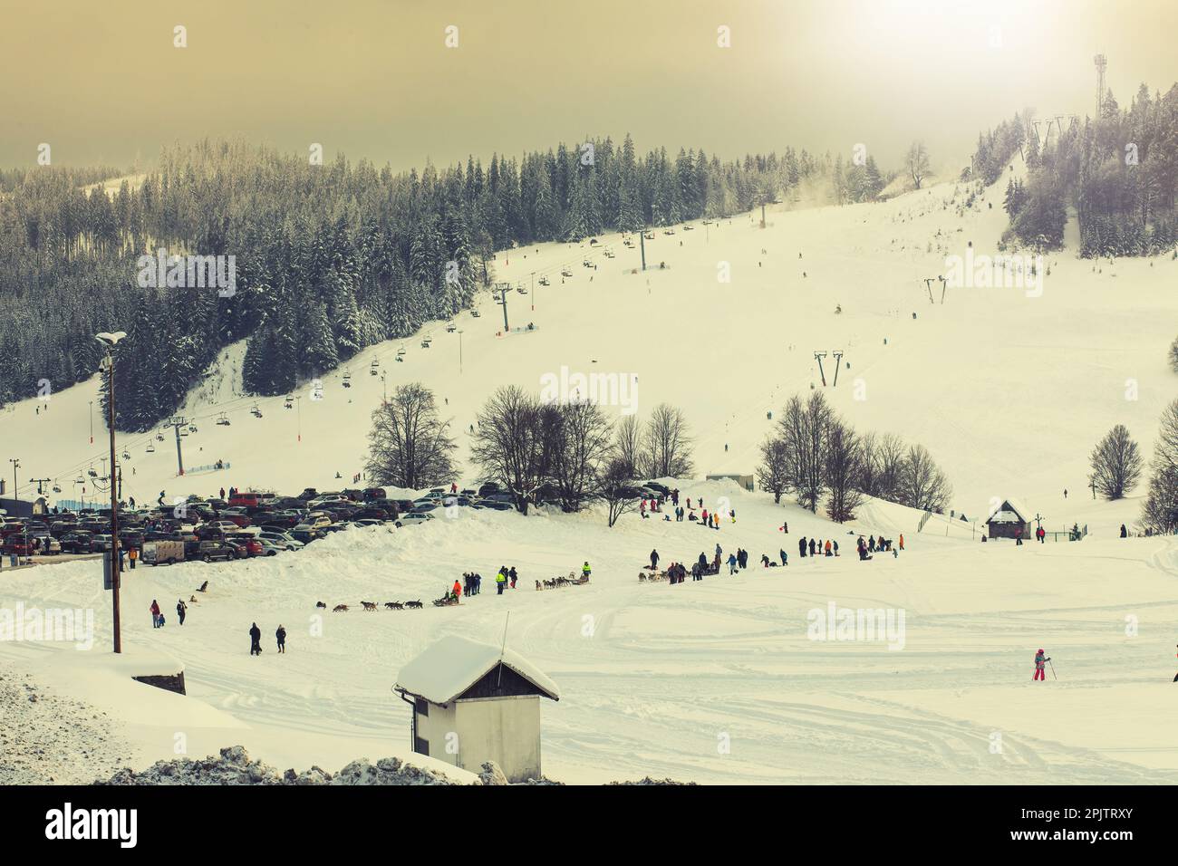 Crowded ski slope hi-res stock photography and images - Alamy