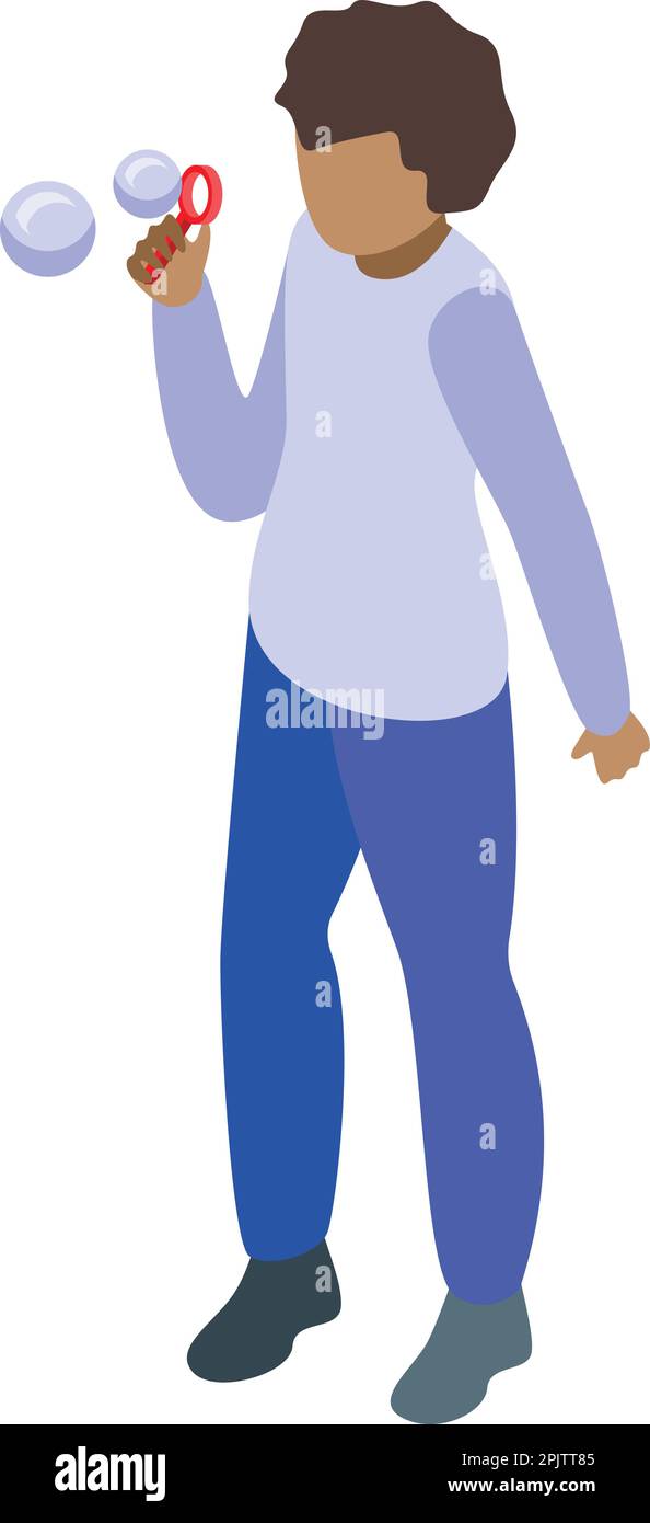 Child blowing bubbles icon isometric vector. Soap bubble. Kid blow ...