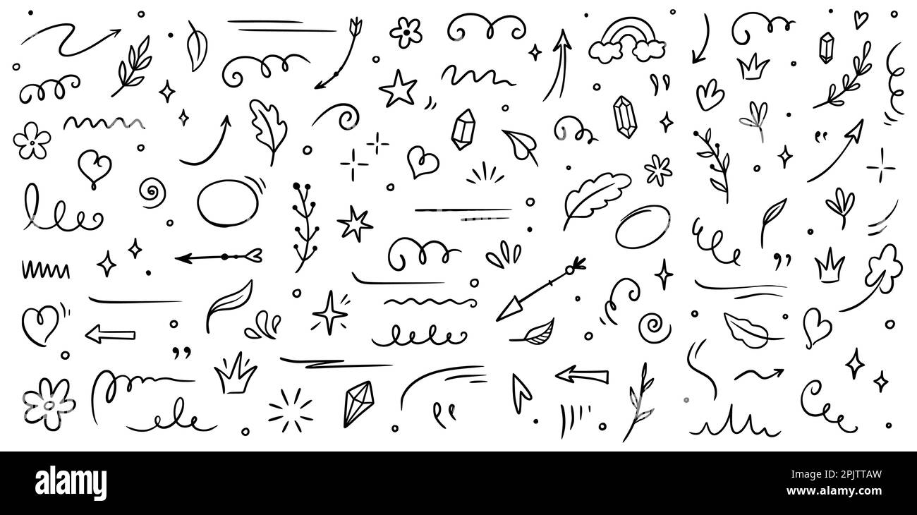 Sketch element line set. Abstract nature element decoration graphic ...