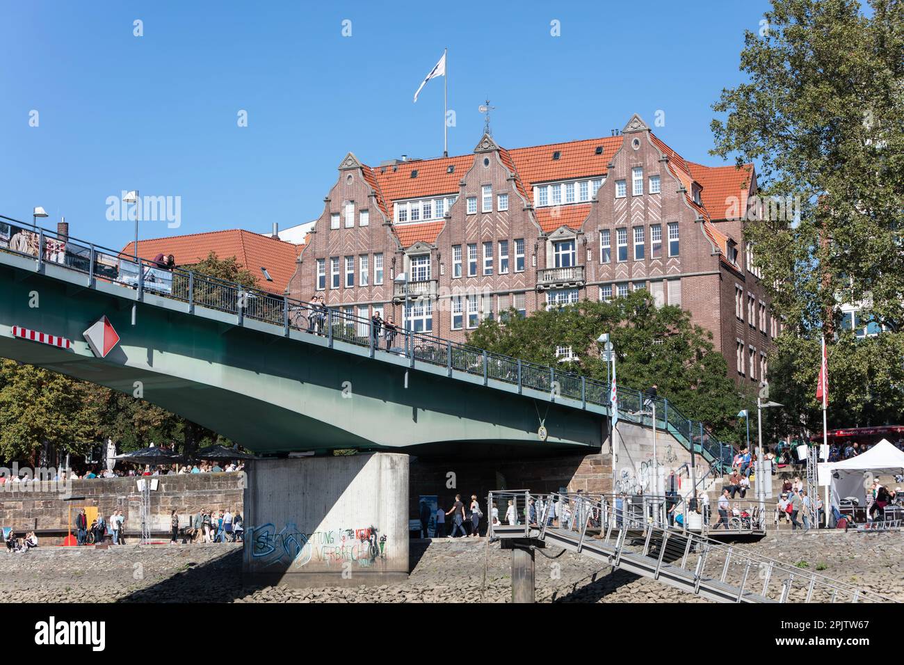 Historic commercial buildings on Schlachte promenade by Teerhofbrucke ...